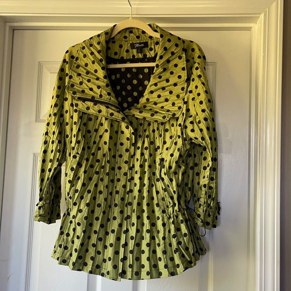 Flair | Jackets & Coats | Flair Brand Green And Black Polka Dot Jacket ...